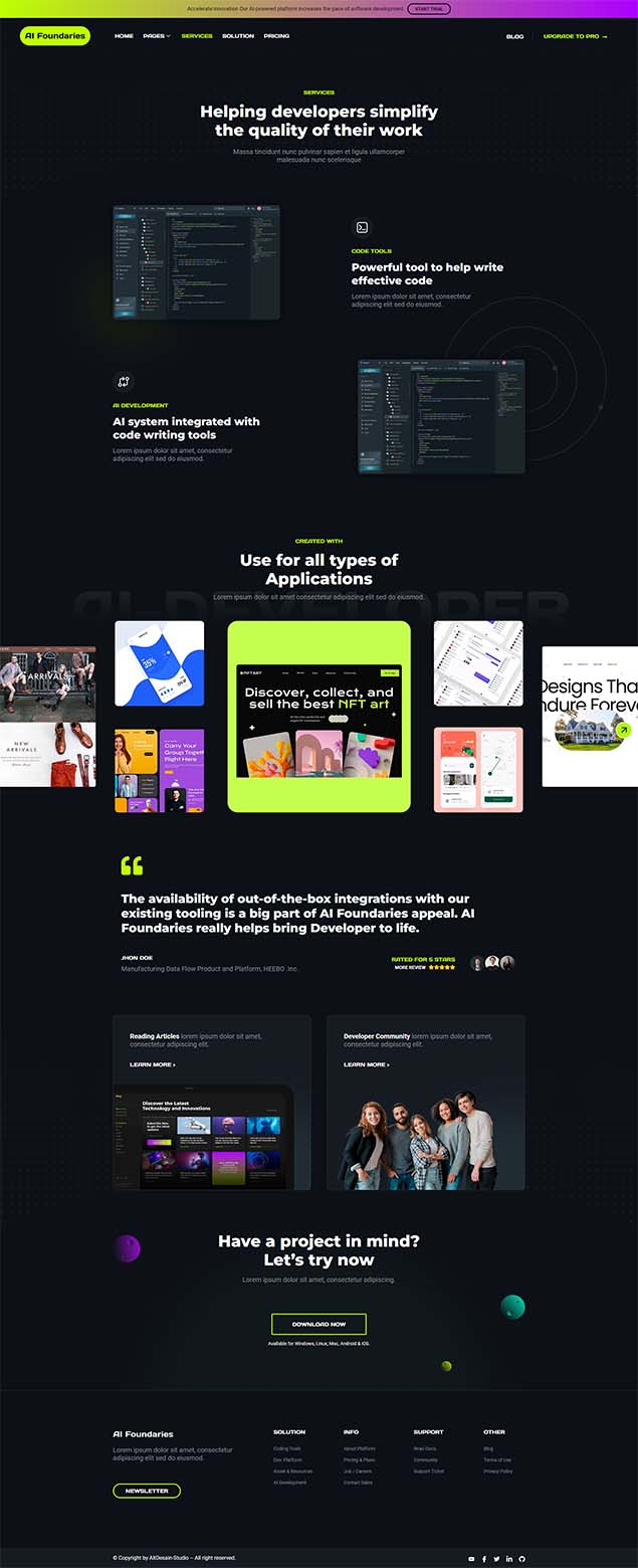 AI Foundaries - Software Developer Platform Elementor Template Kit by Alt-Desain